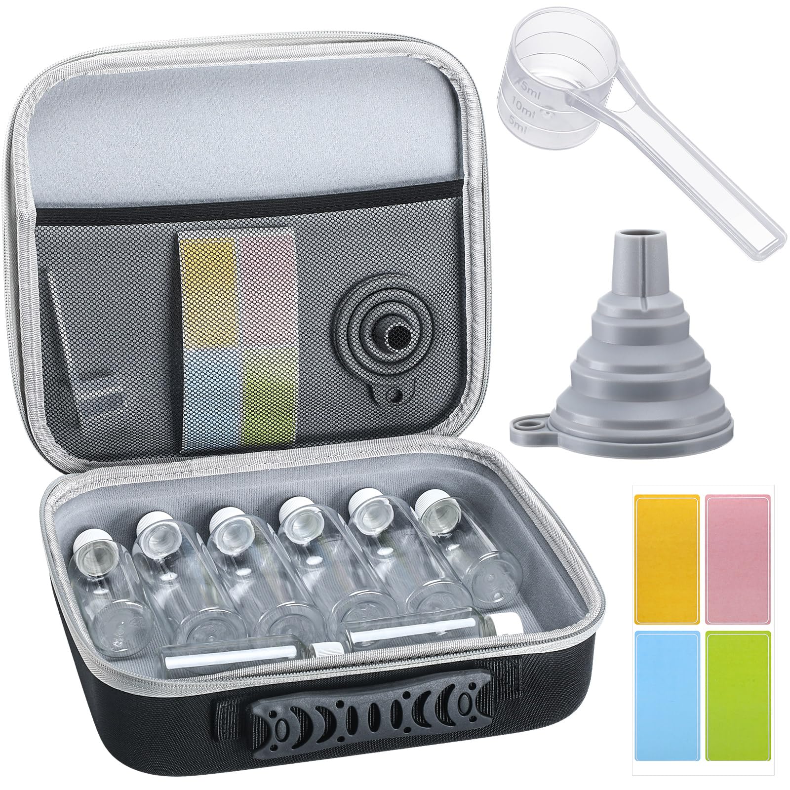 Newtay Travel Powder Container Set Include Powder Container, Protein Powder Funnel, Spoon and Stickers, Portable Protein Powder Supplement Container Protein Powder Dispenser with Case for Workout