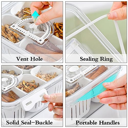Eanpet 2Pack Divided Snackle Box Charcuterie Container Poratble Bacon Container for Refrigerator 3 Compartment Serving Veggie Tray with Lid Portable Travel Fruit Caddy for Cheese,Candy,Ham,Salad