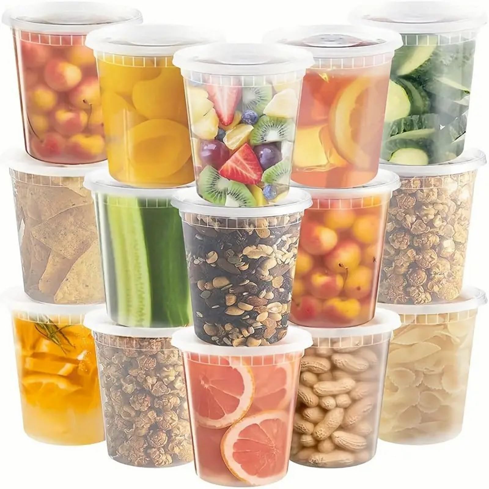 STARANDBEE [20Pack] 24oz, Food Storage Containers with Lids, Plastic Deli Containers, Meal Prep Containers, Microwave and Freezer Safe, Stackable, Leakproof, BPA Free, Clear