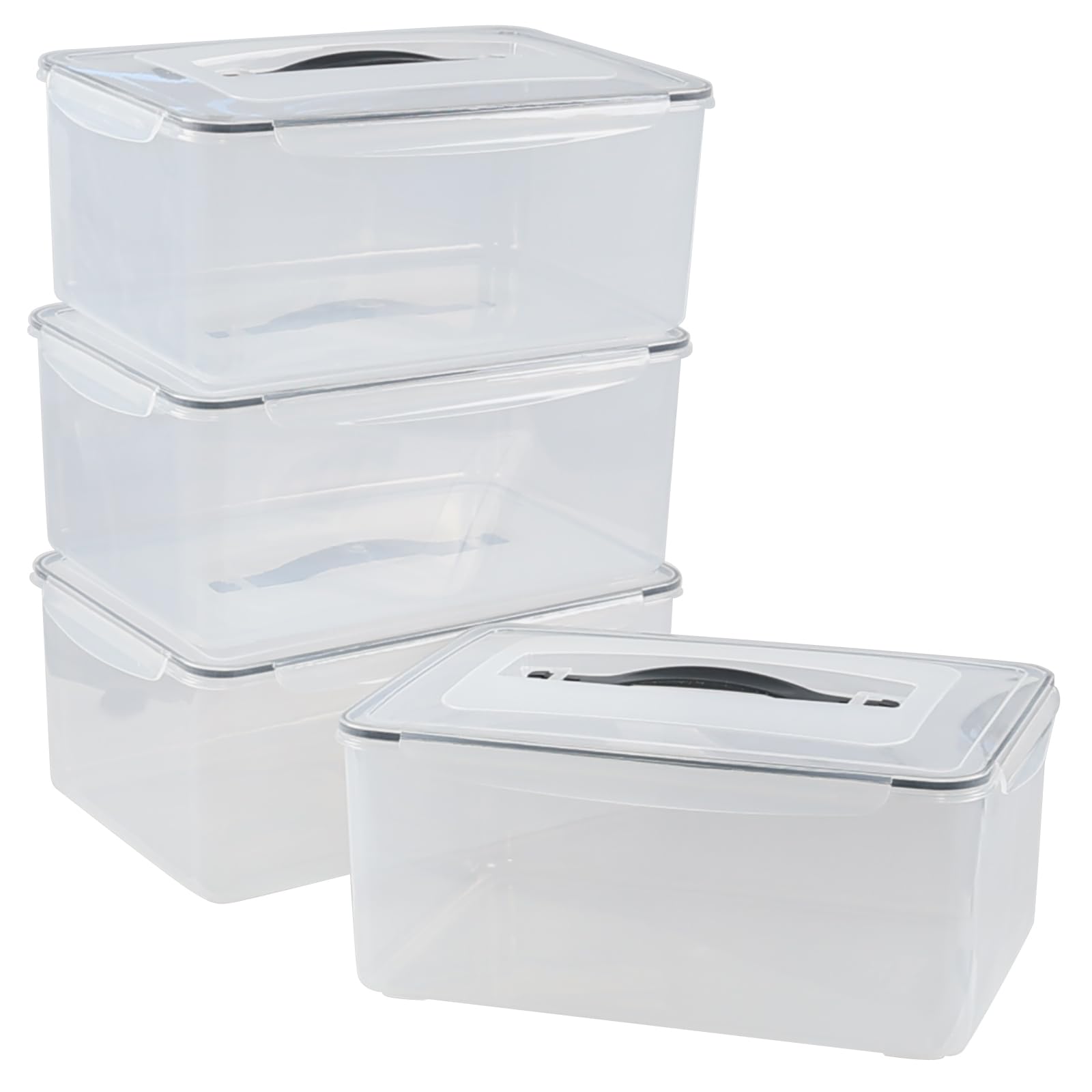 Leendines 4-Pack 15 Liter Clear Airtight Food Containers, Plastic Storage Box with Lid