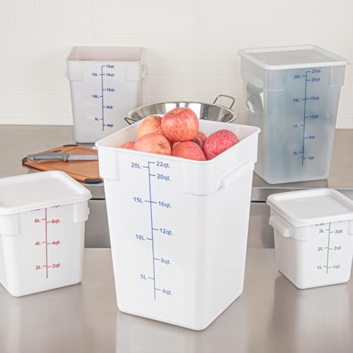 Restaurantware - Met Lux 22 Quart Food Storage Container, 1 White Storage Container - Lids Sold Separately, Blue Volume Markers, Dishwashable Container, Side Handles, For Storing Foods