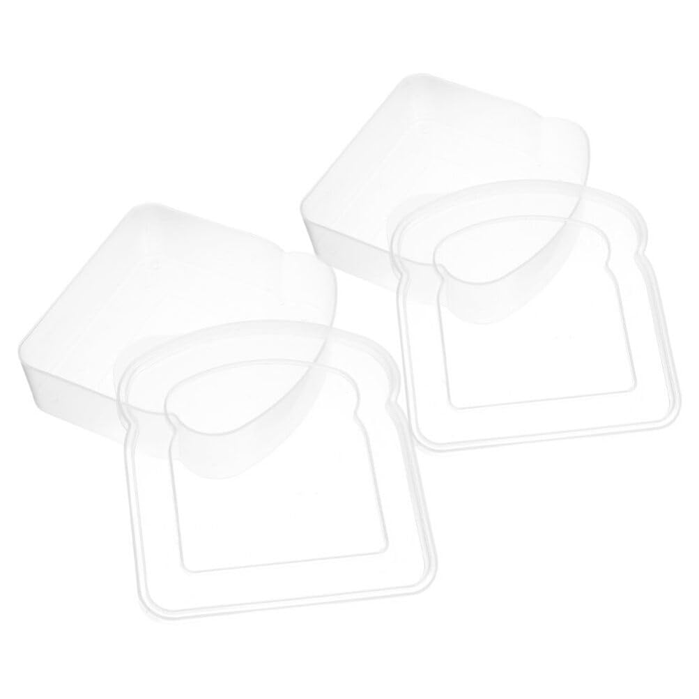WESIEVYA 2pcs Small Sandwich Containers Clear Sandwich Box Small Bread Case Container Plast