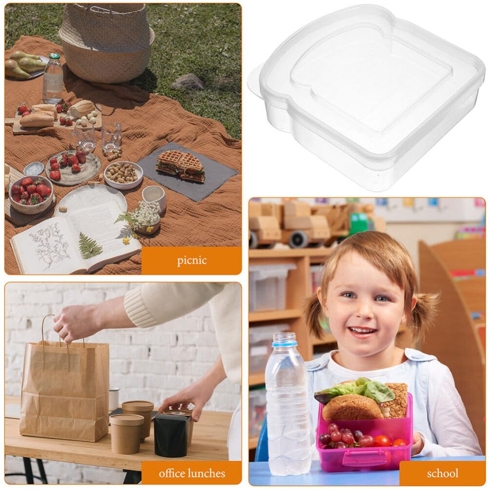 WESIEVYA 2pcs Small Sandwich Containers Clear Sandwich Box Small Bread Case Container Plast