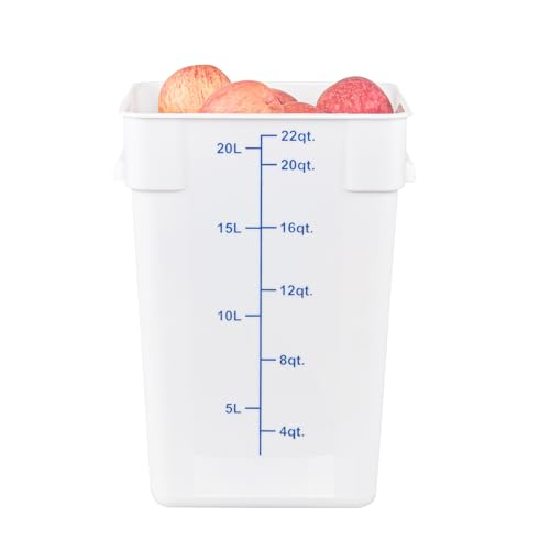 Restaurantware - Met Lux 22 Quart Food Storage Container, 1 White Storage Container - Lids Sold Separately, Blue Volume Markers, Dishwashable Container, Side Handles, For Storing Foods