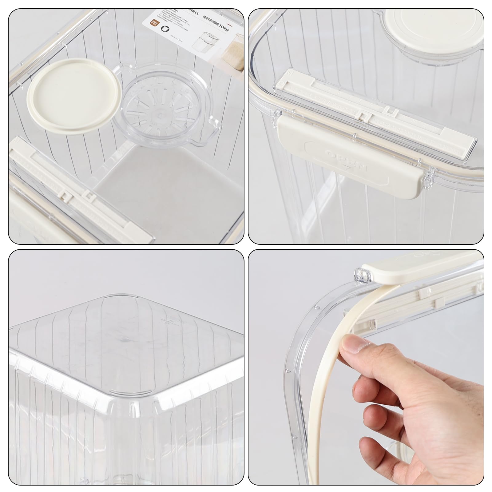 Tyminin Large Airtight Food Storage Containers, Plastic Pantry Storage Boxes with Measuring Spoon, Keep Fresh, Clear