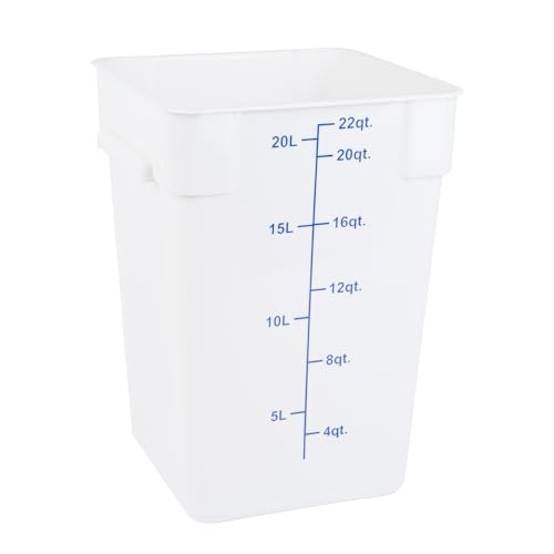 Restaurantware - Met Lux 22 Quart Food Storage Container, 1 White Storage Container - Lids Sold Separately, Blue Volume Markers, Dishwashable Container, Side Handles, For Storing Foods