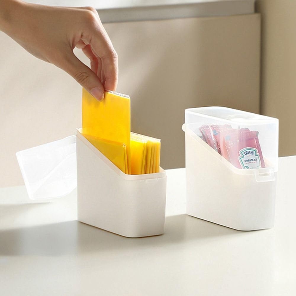 Sliced Cheese Container for Fridge,Cheese Storage Container,Plastic Cheese Slice Holder,Tea Bag Organizer Box,Food Keeping Box Container(white)