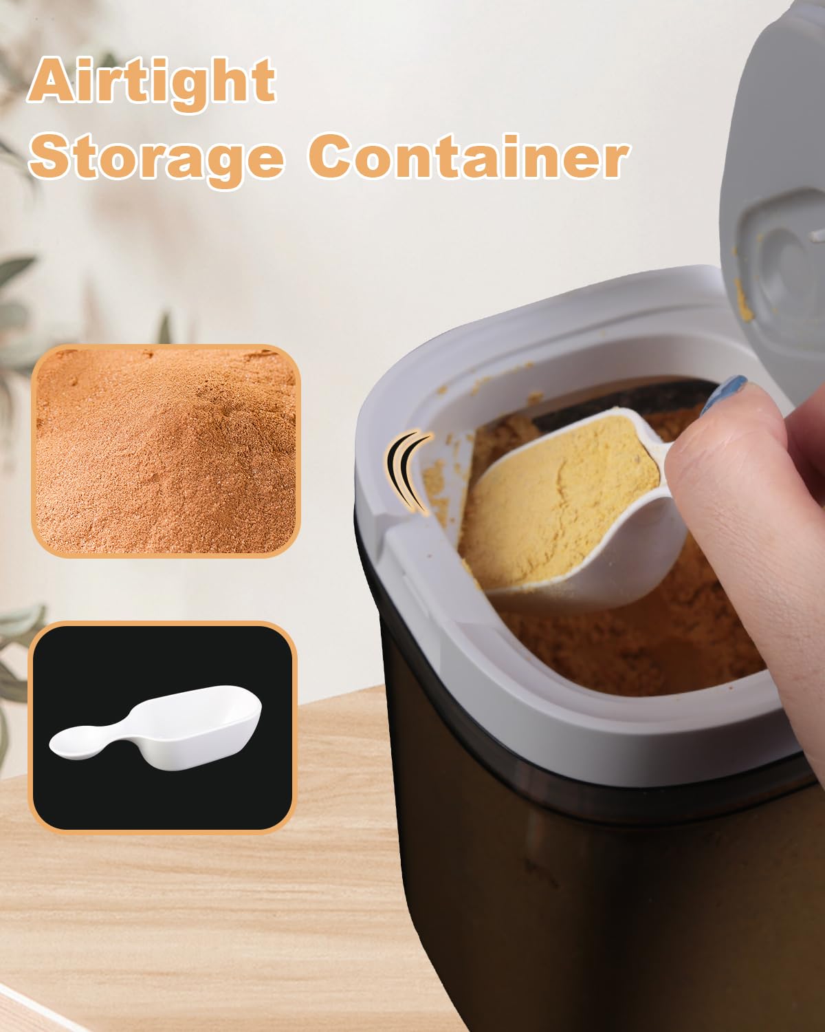 LANGMINGDE Airtight Coffee Storage Container, 1.1QT/1300ML Plastic Kitchen Canister with Lid for Coffee bean, Flour, Sugar, Cereal, BPA Free