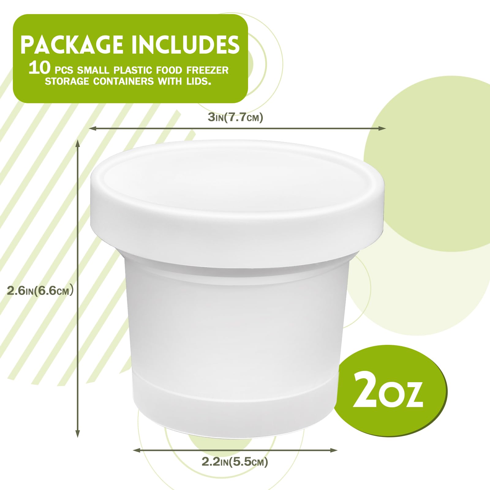 ISUSSER 10 Pack 2oz Reusable Small Plastic Containers with Screw Lids, Small Food Storage Freezer Containers, Deli Containers Stackable Food Storage Jars, Sauce Condiment Jars Lunch Box Accessories