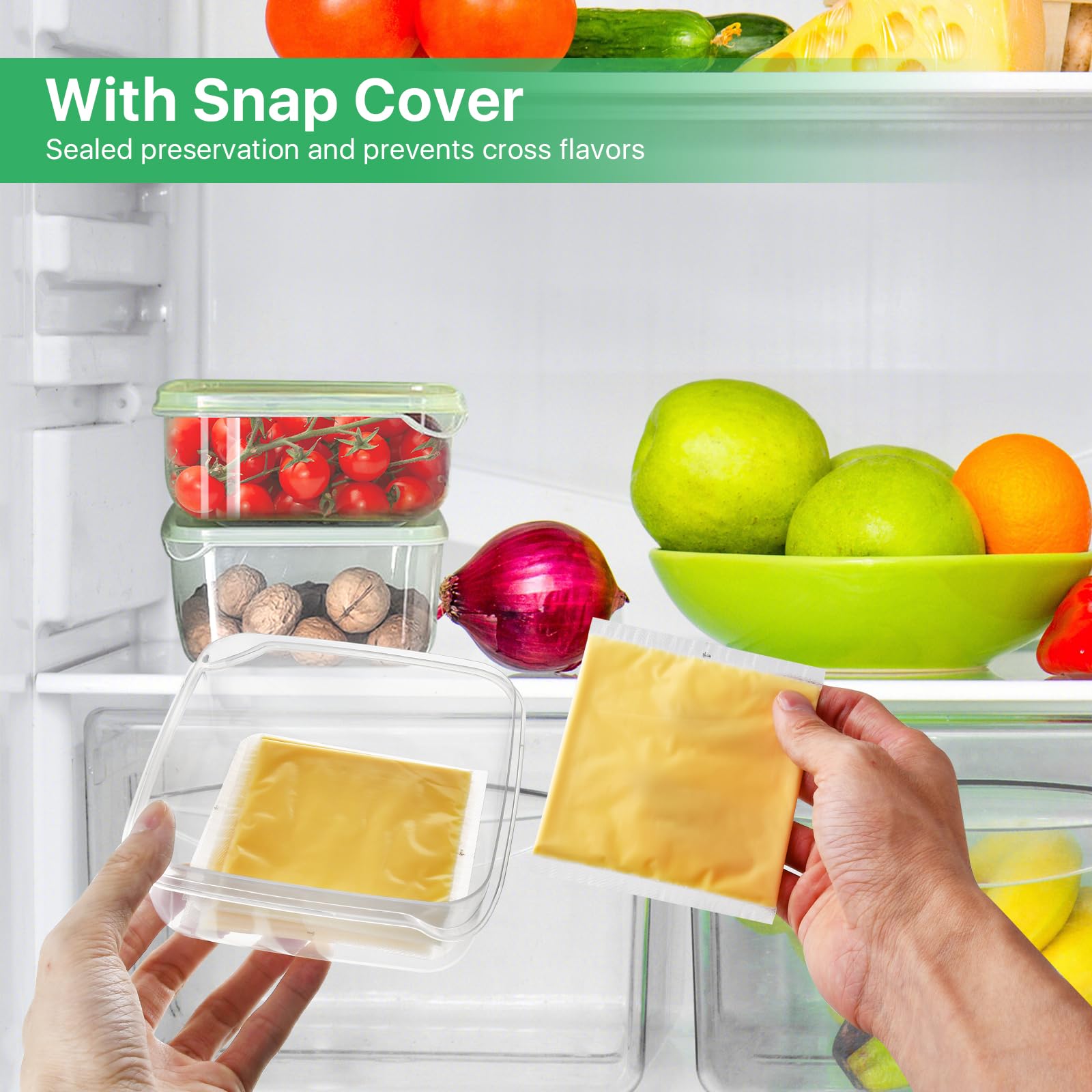 Akamino 4 Pack Sliced Cheese Container for Fridge, Butter Block Cheese slicer Holder with Lids, Airtight Plastic Storage Box for Keeps Deli Cheese Fresh Longer