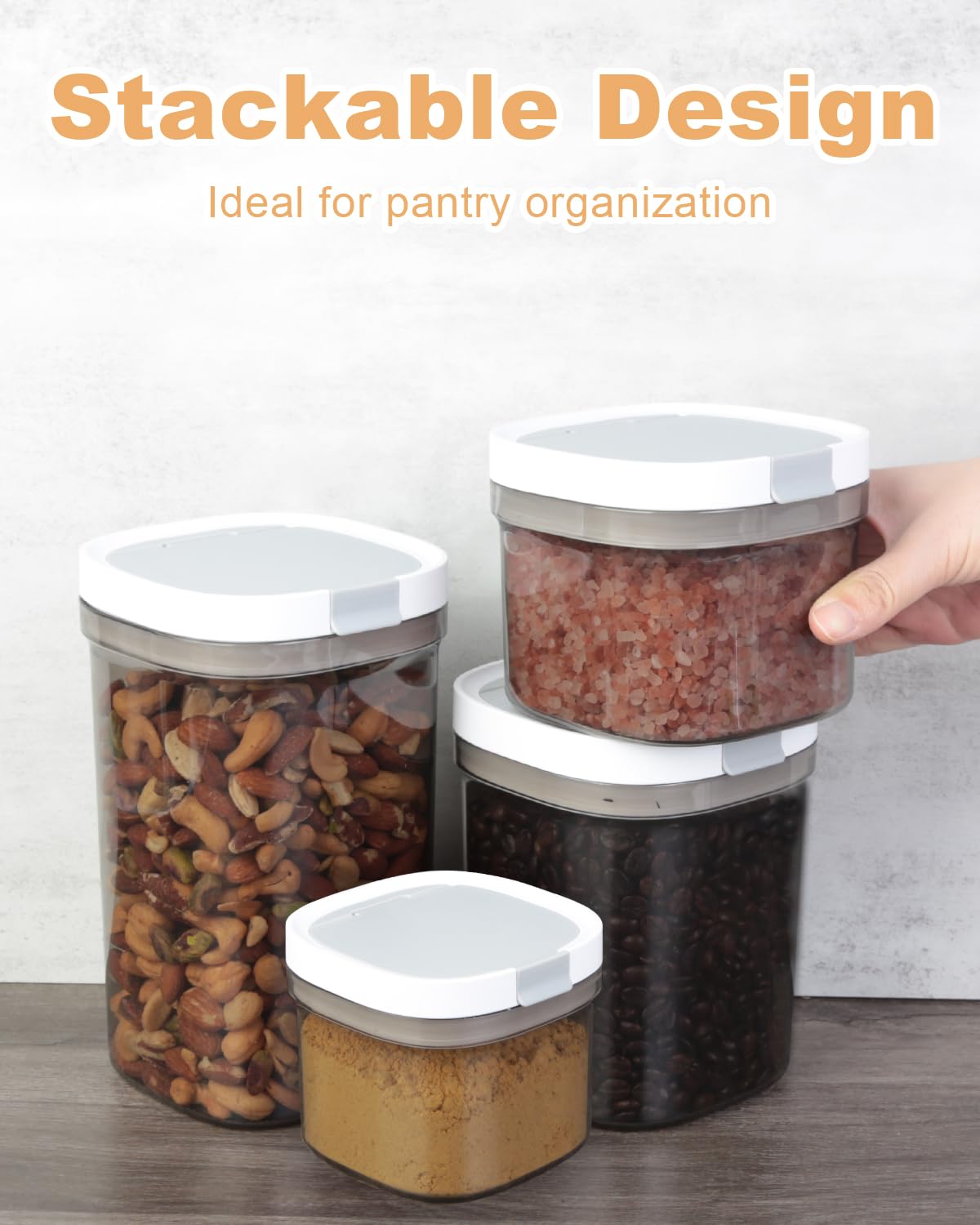 LANGMINGDE Airtight Coffee Storage Container, 1.1QT/1300ML Plastic Kitchen Canister with Lid for Coffee bean, Flour, Sugar, Cereal, BPA Free