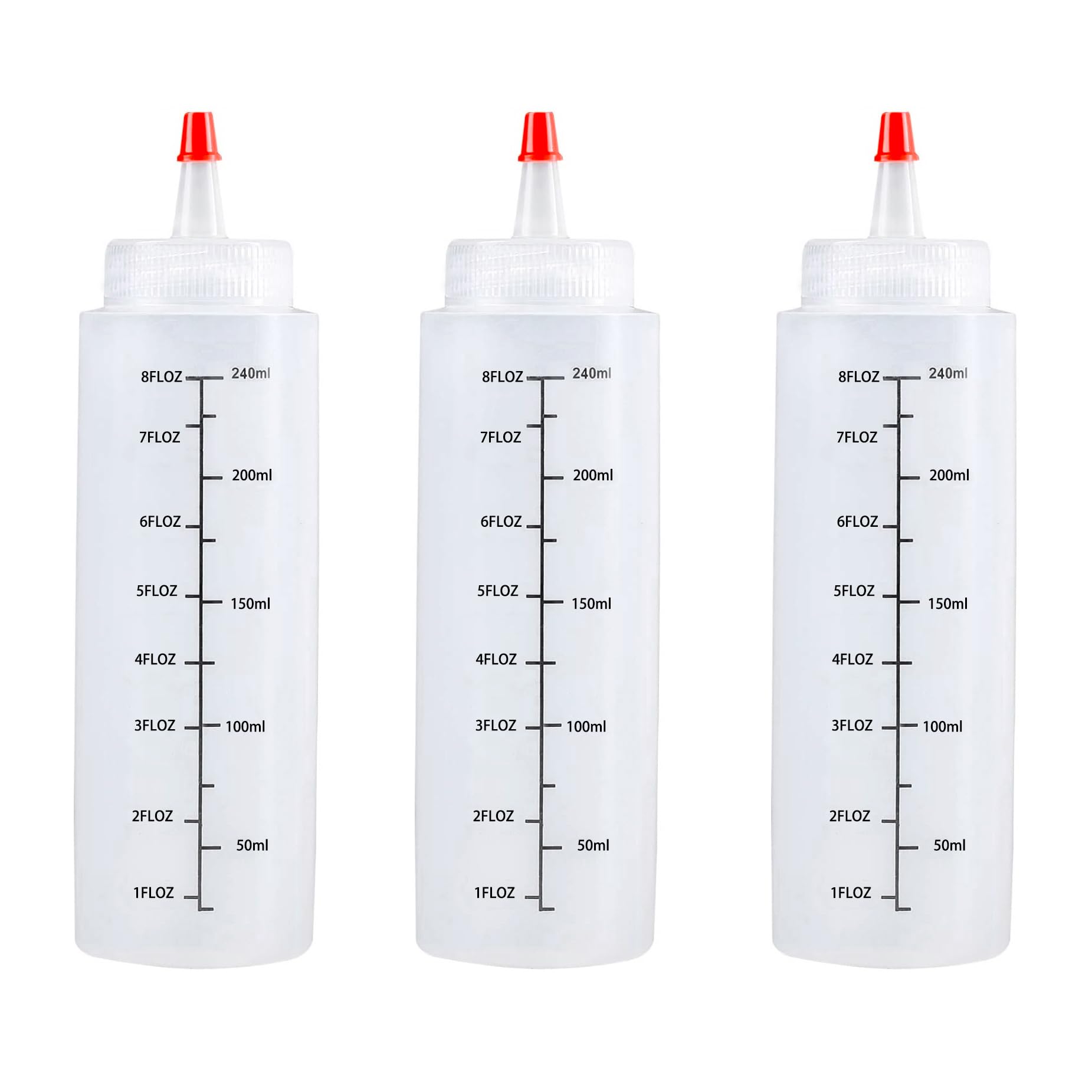 HuoHuo Squeeze Bottle 3Pcs 8 Oz Premium Food Grade Plastic Bottles w/Yorker Tips (3Pcs) Plastic Squeeze Bottles For Sauces Empty Refillable Bottles for Arts, Crafts & Kitchen
