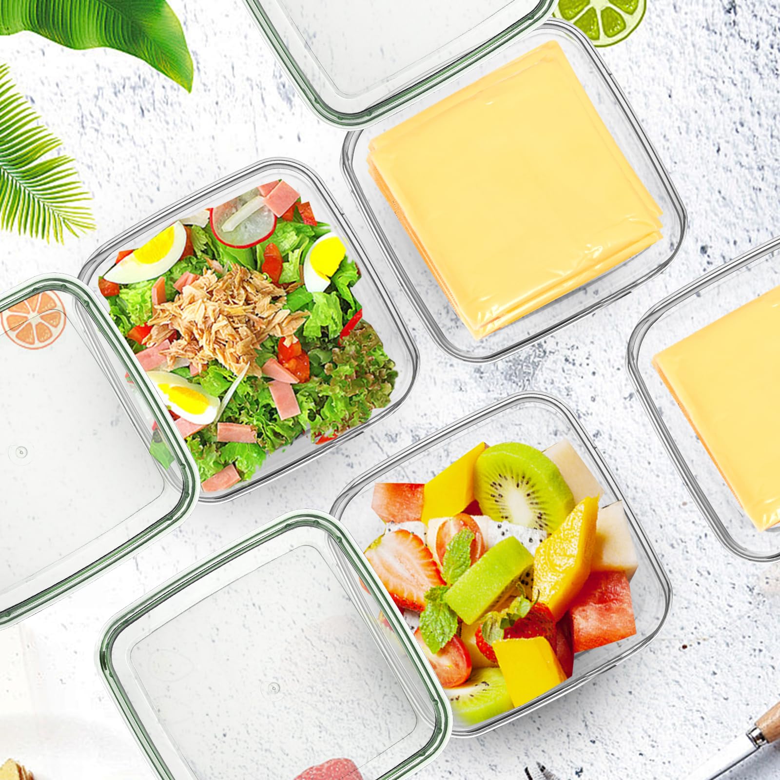Akamino 4 Pack Sliced Cheese Container for Fridge, Butter Block Cheese slicer Holder with Lids, Airtight Plastic Storage Box for Keeps Deli Cheese Fresh Longer