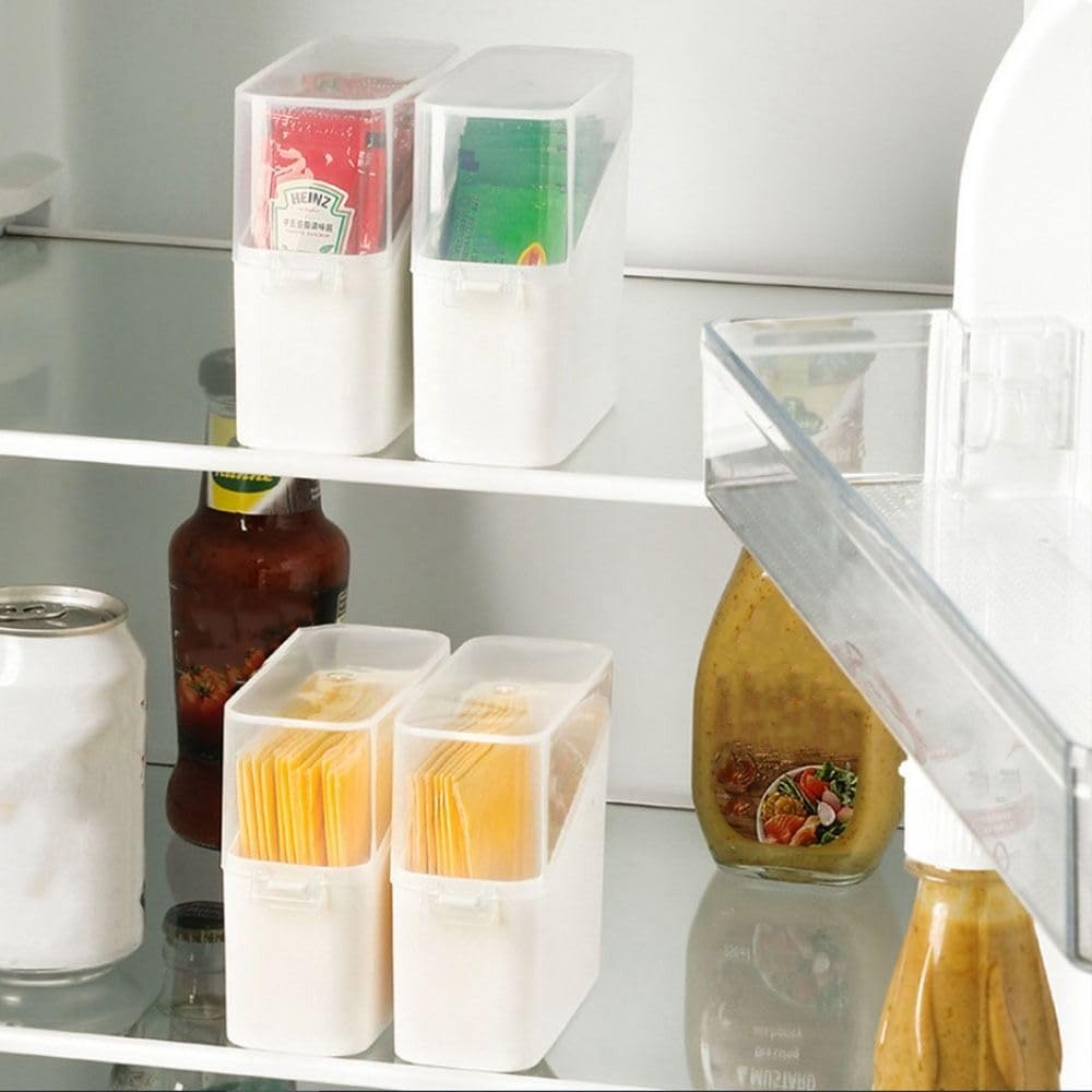 Sliced Cheese Container for Fridge,Cheese Storage Container,Plastic Cheese Slice Holder,Tea Bag Organizer Box,Food Keeping Box Container(transparent)