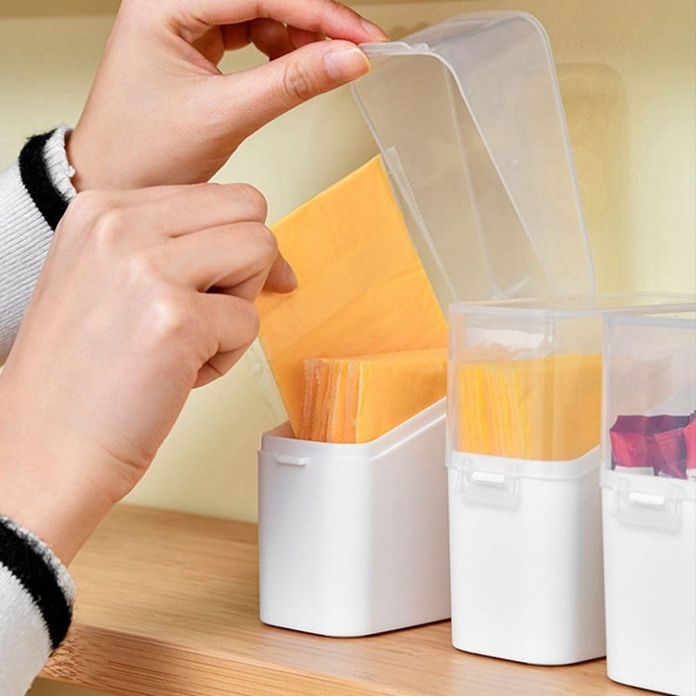Sliced Cheese Container for Fridge,Cheese Storage Container,Plastic Cheese Slice Holder,Tea Bag Organizer Box,Food Keeping Box Container(transparent)