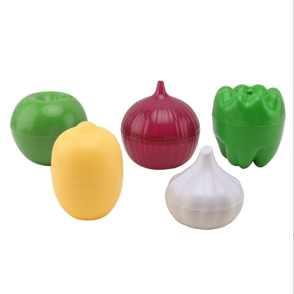Generic Vegetable Shaped Storage Box,Plastic Storage Container,Green Pepper Refrigerator Storage Box,Reusable Vegetable Fruit Container(Garlic), AM0XEB0JY1JUS
