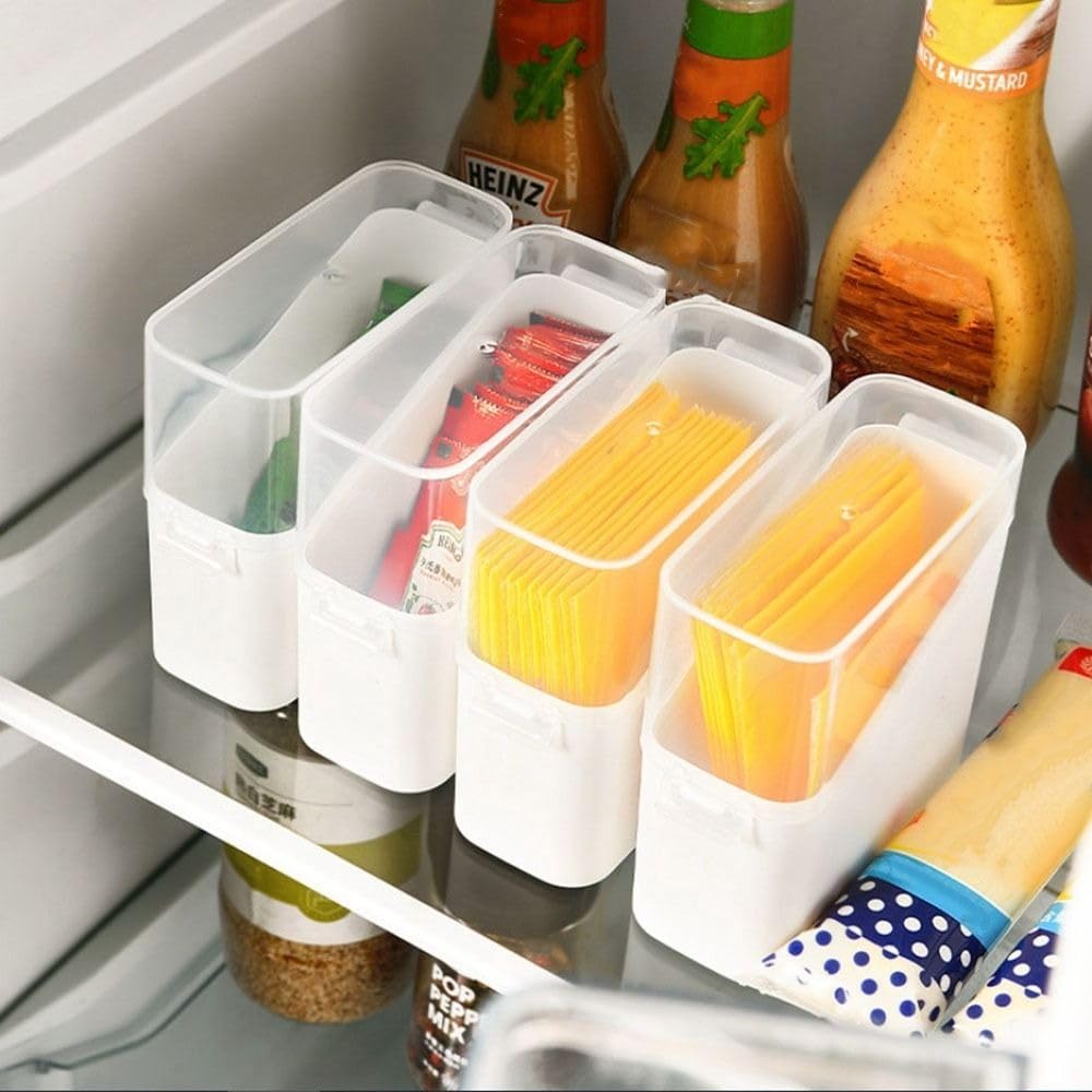 Sliced Cheese Container for Fridge,Cheese Storage Container,Plastic Cheese Slice Holder,Tea Bag Organizer Box,Food Keeping Box Container(transparent)