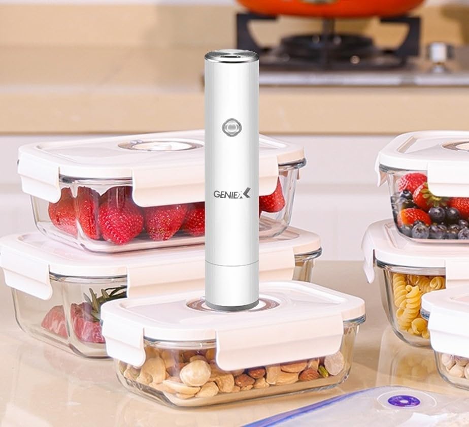 GENIEX Vacuum Containers for Food Storage, Glass Vacuum Seal Containers Set of 3, Food Saver Containers for Vacuum Seal, Easy Clean Marinade container (Rectangular-Glass-3pc | Sealer sold separately)