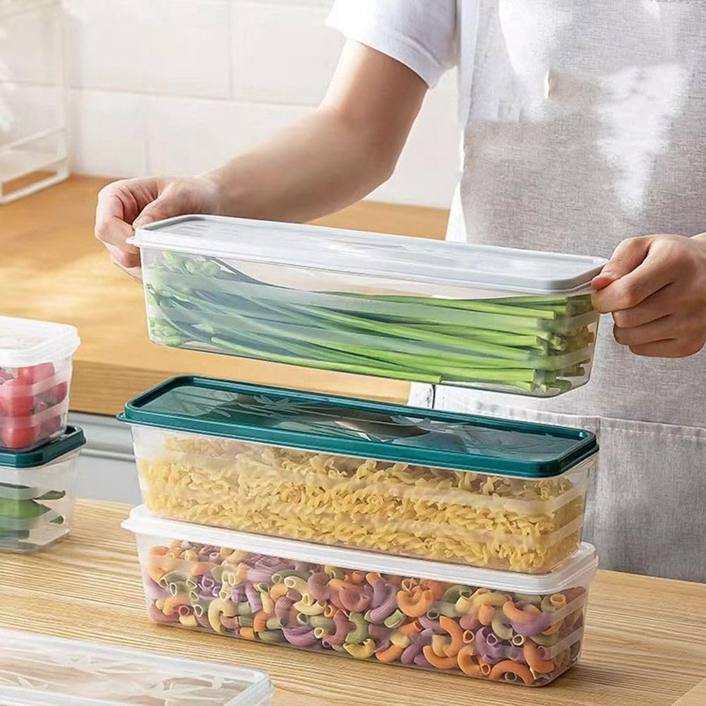 1PCS Noodle Storage Box,Rectangular Pasta Box Food Storage Container Large Capacity Spaghetti Container Portable Pasta Box(grey)