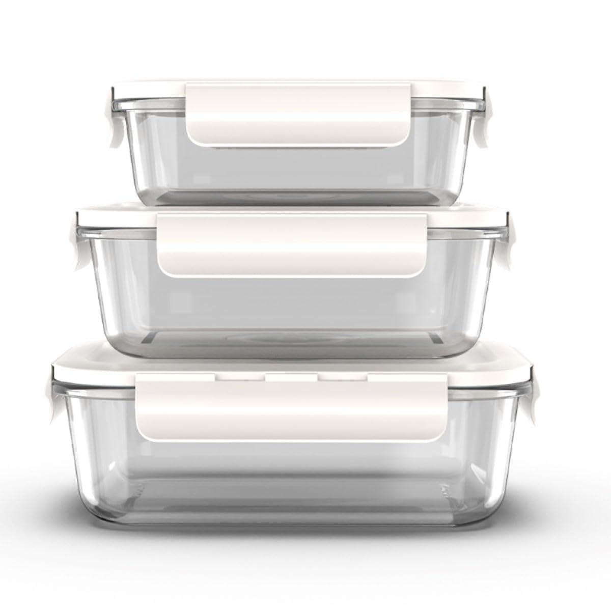 GENIEX Vacuum Containers for Food Storage, Glass Vacuum Seal Containers Set of 3, Food Saver Containers for Vacuum Seal, Easy Clean Marinade container (Rectangular-Glass-3pc | Sealer sold separately)
