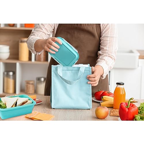 bryantye Set of 4 Collapsible Silicone Food Storage Containers with Lids, Foldable Meal Prep Sets, BPA Free Silicone Bento Lunch Boxes for Kitchen and Camping, Dishwaser Safe, Blue