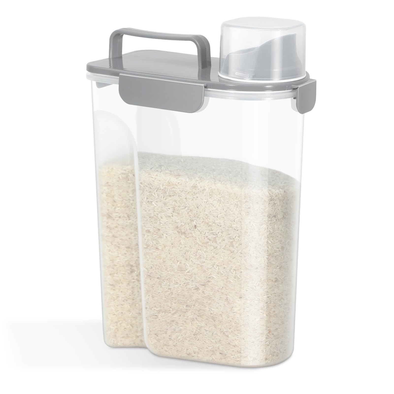TBMax Rice Container 10 Lbs Kitchen Pantry Food Storage Container, Small Pet Dog Cat Food Container Dispenser 6 Lbs, Plastic Rice Cereal Flour Holder with Cup for Dry Food Storage Organization
