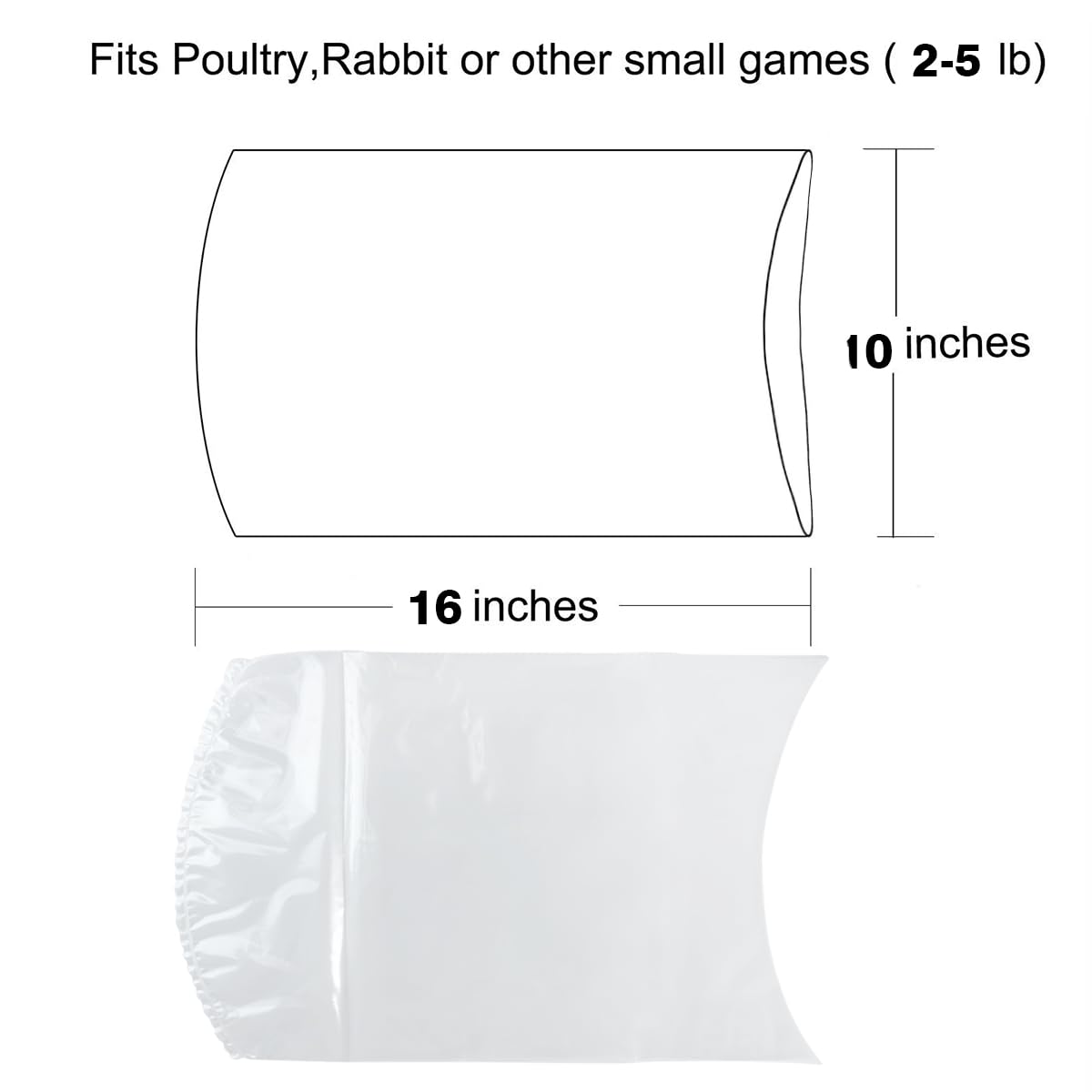 Anmboor Poultry Shrink Bags, chicken bag, 50Pack 10x16 Inches Clear Poultry Heat Shrink Wrap Freezer With 50 Zip Ties, a Silicone Straw for Chickens, Rabbits