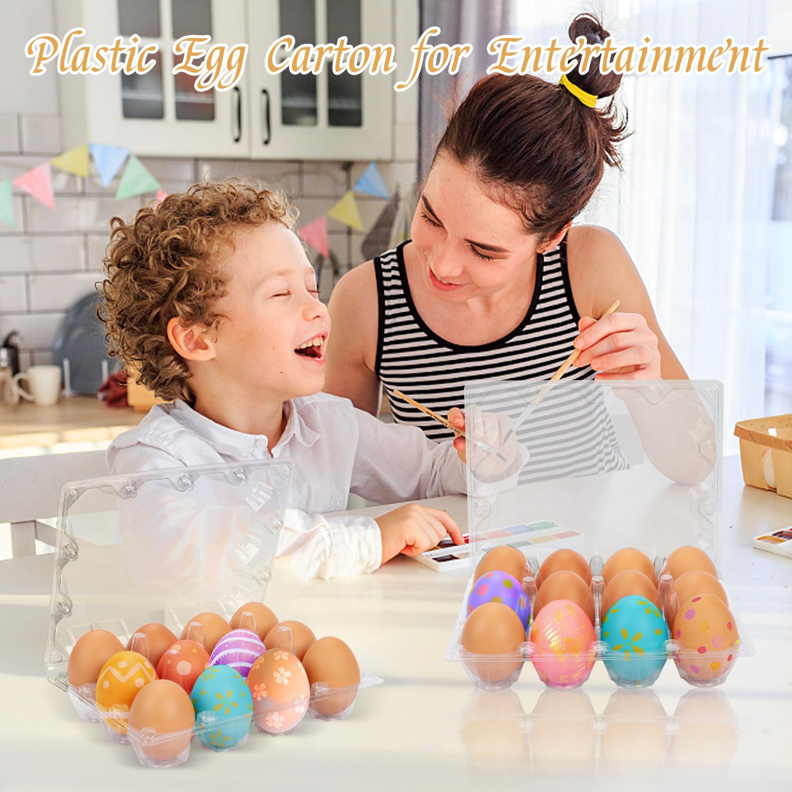 GRRONZEE 120Pack Egg Cartons Cheap Bulk One Dozen Clear Empty Egg Cartons for Chicken Eggs, Reusable Egg Carton for Home Ranch Chicken Farm, Commercial Business Market Display, 3x4 Grids