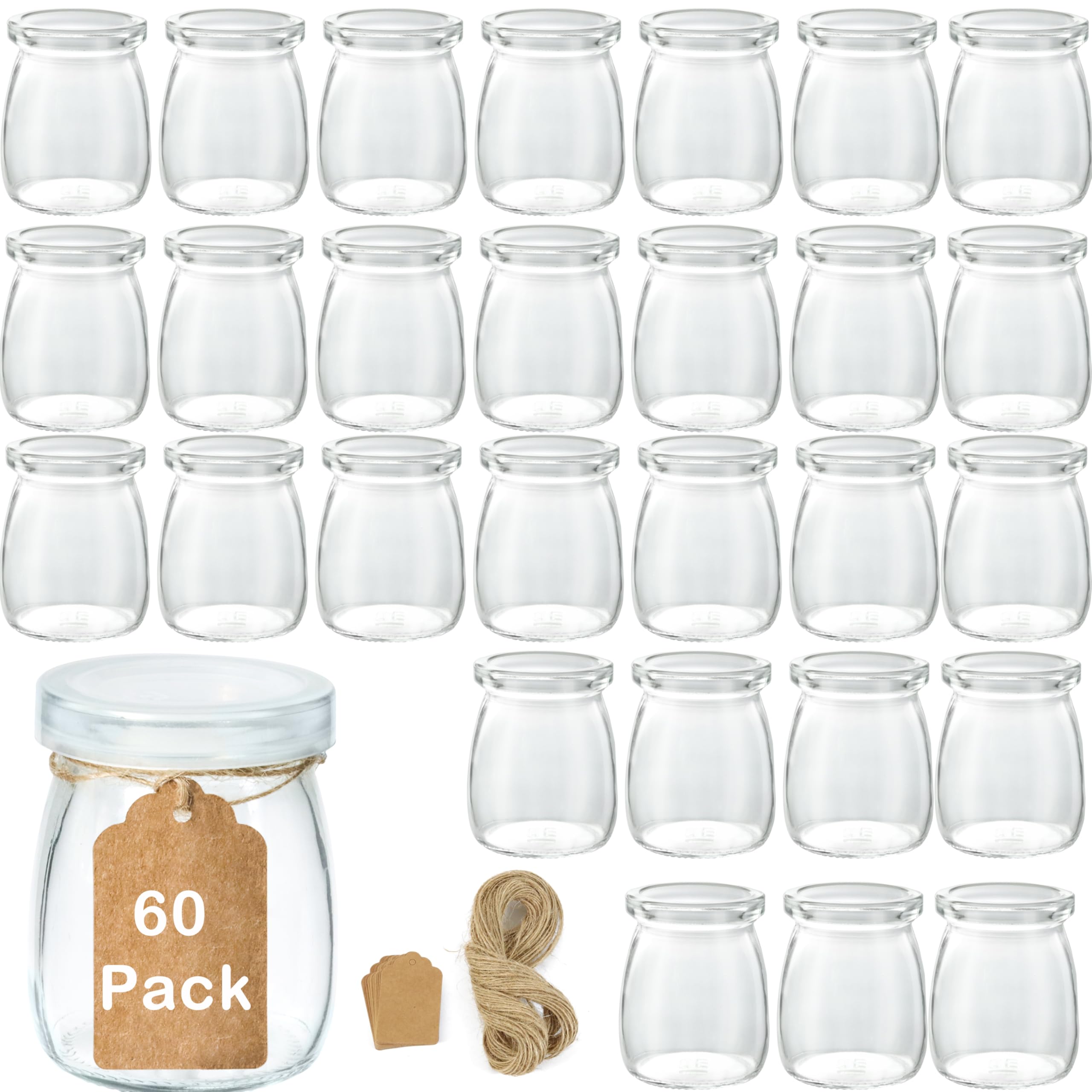 ihomecooker Small Mason Jars 60Pack, 3.4 oz/100 ml Glass Favor Jars with Lids, Candle jars,Yogurt Containers with Lids,Bath Salt Jars Wedding Favors Honey Pot