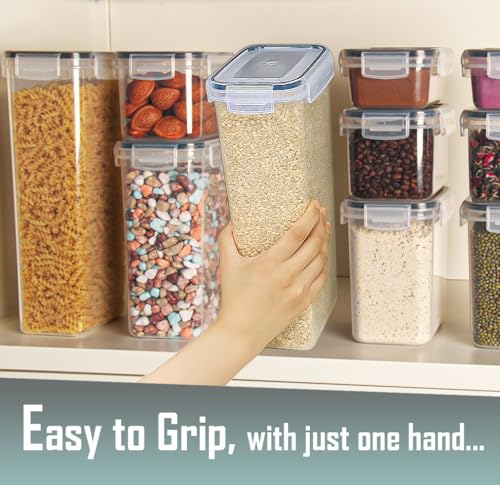30 Pack Food Storage Containers with Lids Airtight, Kitchen Pantry Organizers and Storage for Cereal Flour Sugar Pasta Snacks, Clear Plastic BPA Free Dry Food Canisters with Labels & Measuring Spoons