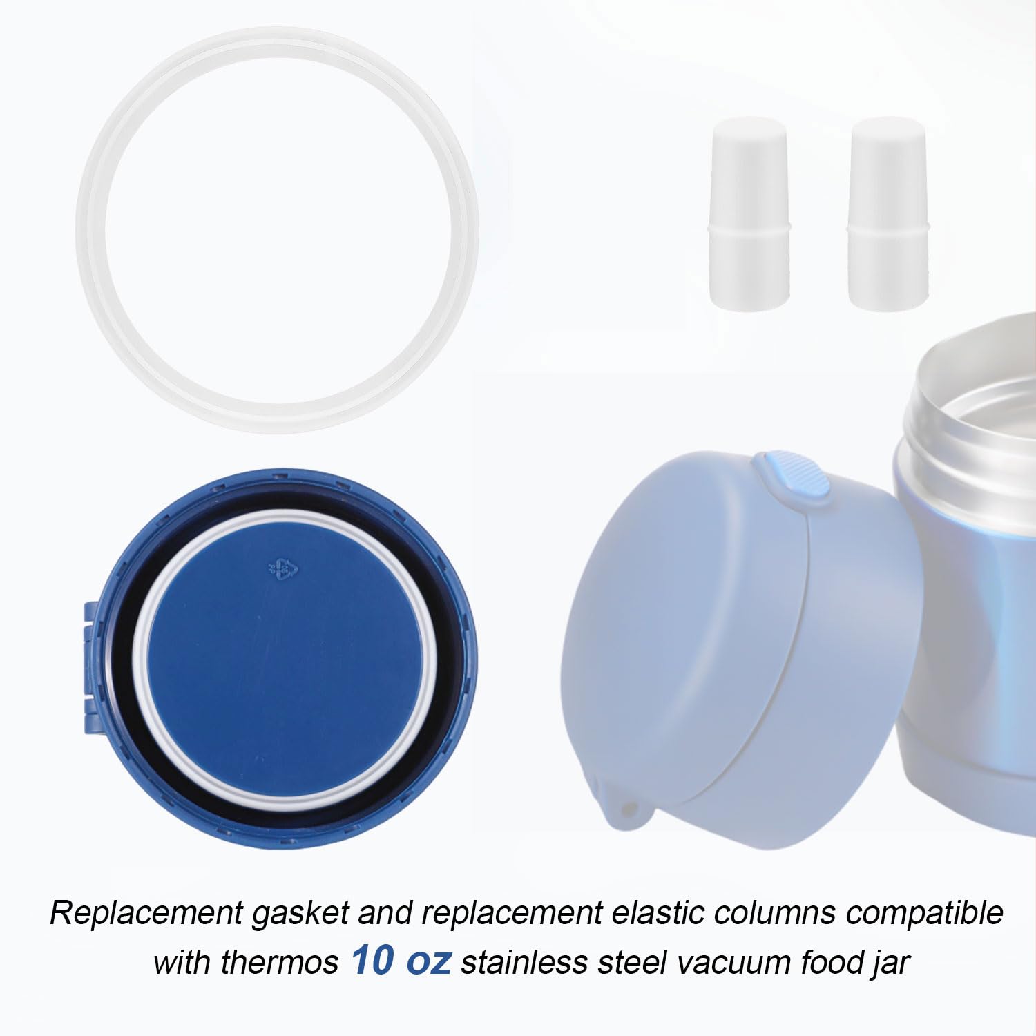 2pcs Rubber Food Jar Gaskets, Silicone Replacement Gasket with 2 Replacement Elastic Columns Replacement O Ring Lid Seals Food Jar Replacements for Thermos Funtainer 10oz Food Jar