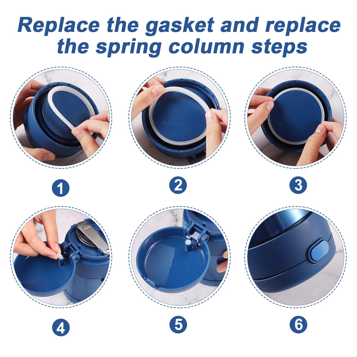 2pcs Rubber Food Jar Gaskets, Silicone Replacement Gasket with 2 Replacement Elastic Columns Replacement O Ring Lid Seals Food Jar Replacements for Thermos Funtainer 10oz Food Jar