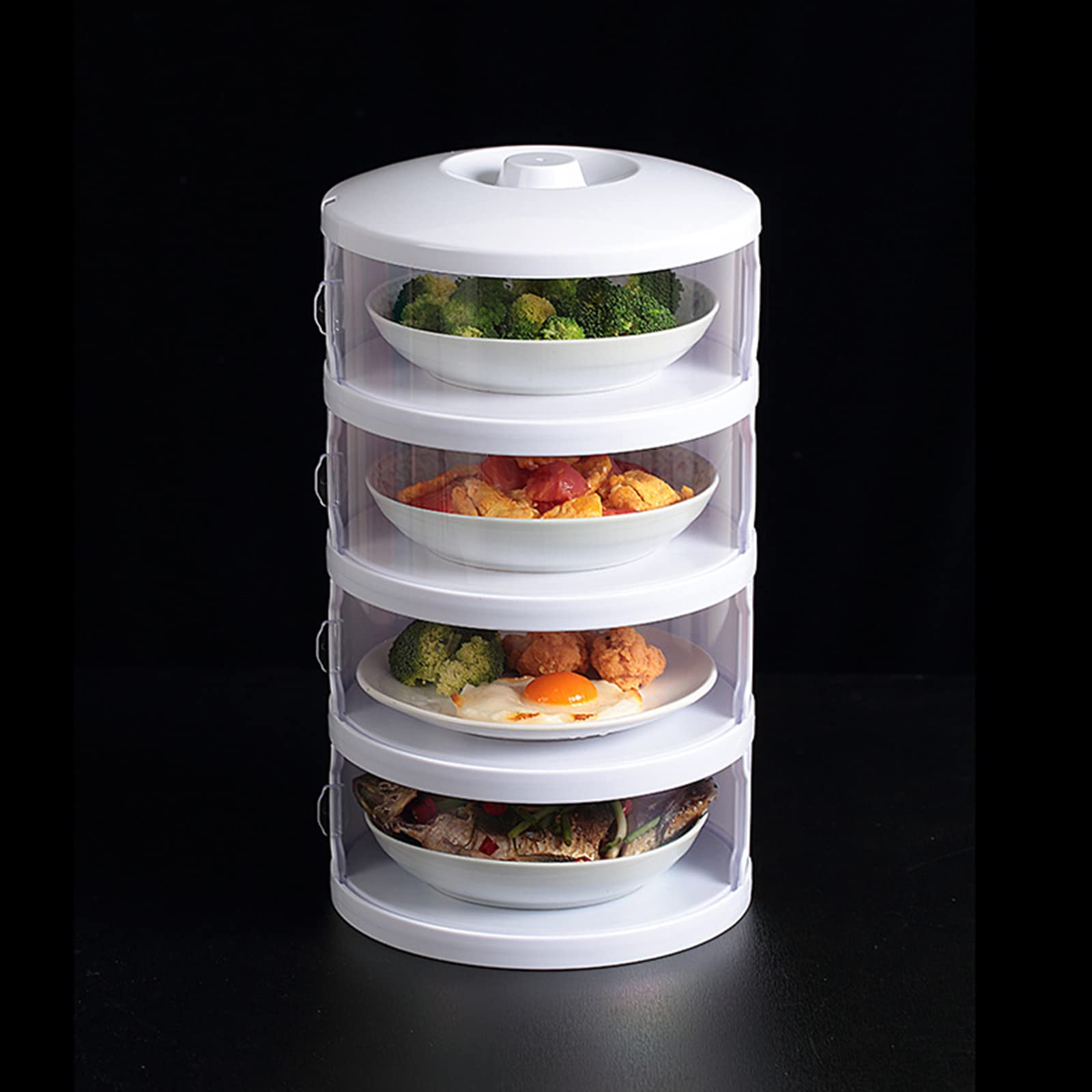 Kitchen Multi-layer Transparent Stackable Cover Insulation Dustproof Anti-Fly Meal Cover Tent Household Collection Covers For Bowls Stretch Indoor Kitchen Outside Extra-large Microwave-oven