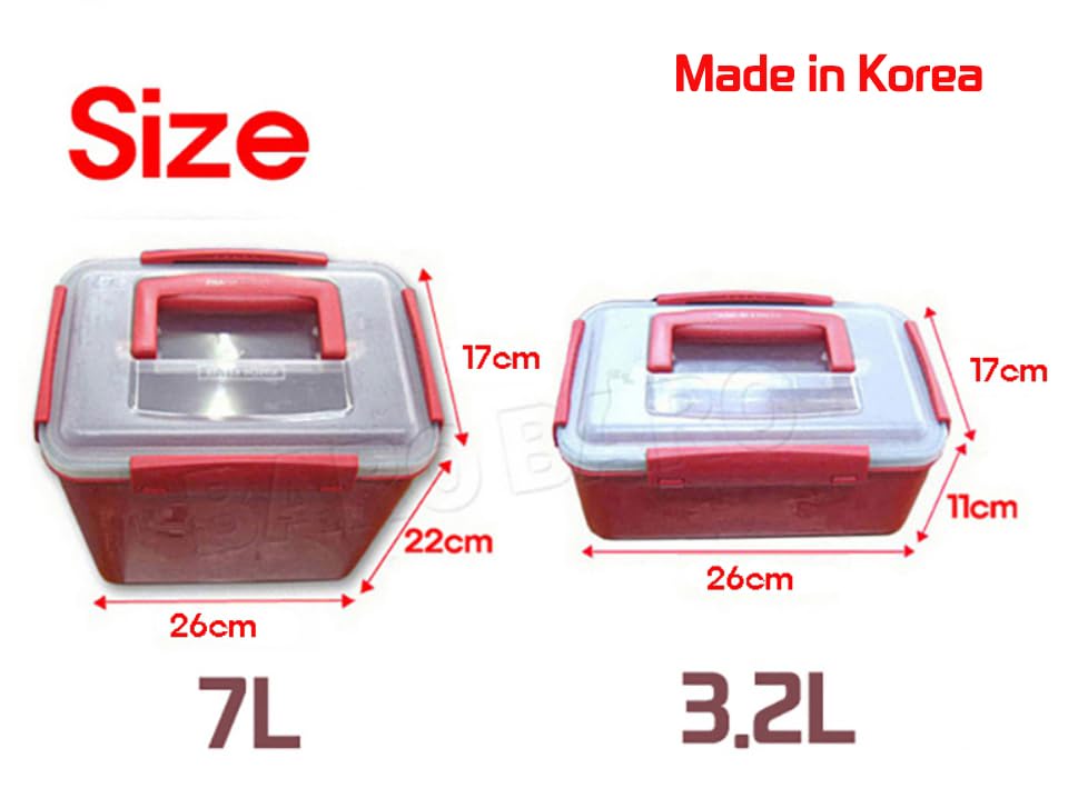 Generic Food Storage Container Kimchi Fermentation Compatible with Samsung LG All Refrigerator 7L 3.2L Set, RED