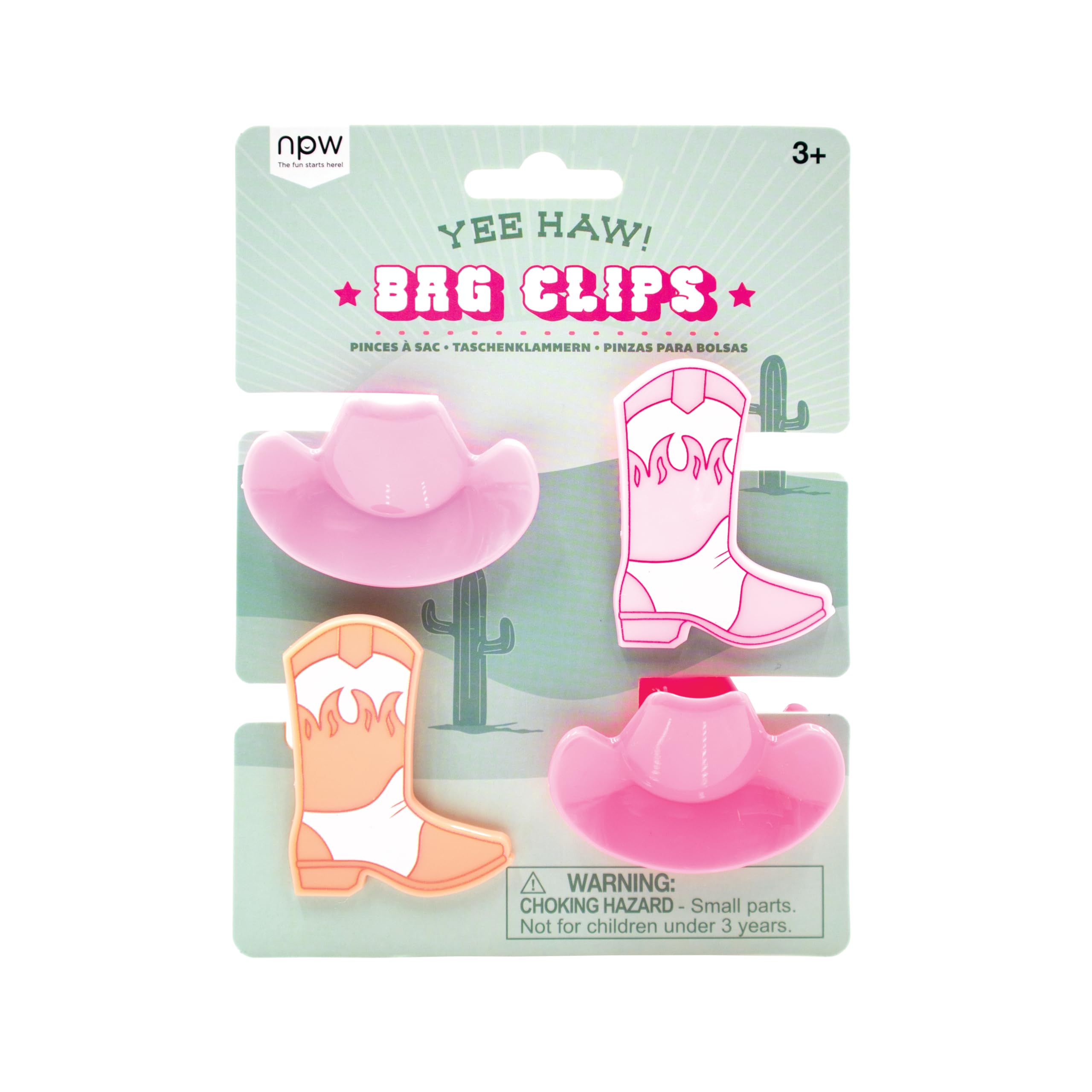NPW Yeehaw Bag Clips 4 Piece Bag Clip - Cowboy Hat & Cowboy Boot Chip Bag Clip | Durable Kitchen Clips for Food Storage, Sealing Food Clips, Plastic Clips for Food and Kitchen Storage