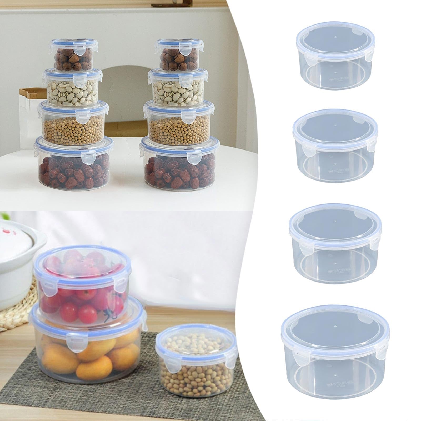Generic Set Of 4 Food Storage Plastic Containers Set with Locking Lids, Leak Proof, Airtight, Nested, Dishwasher Variety Of Sizes, White