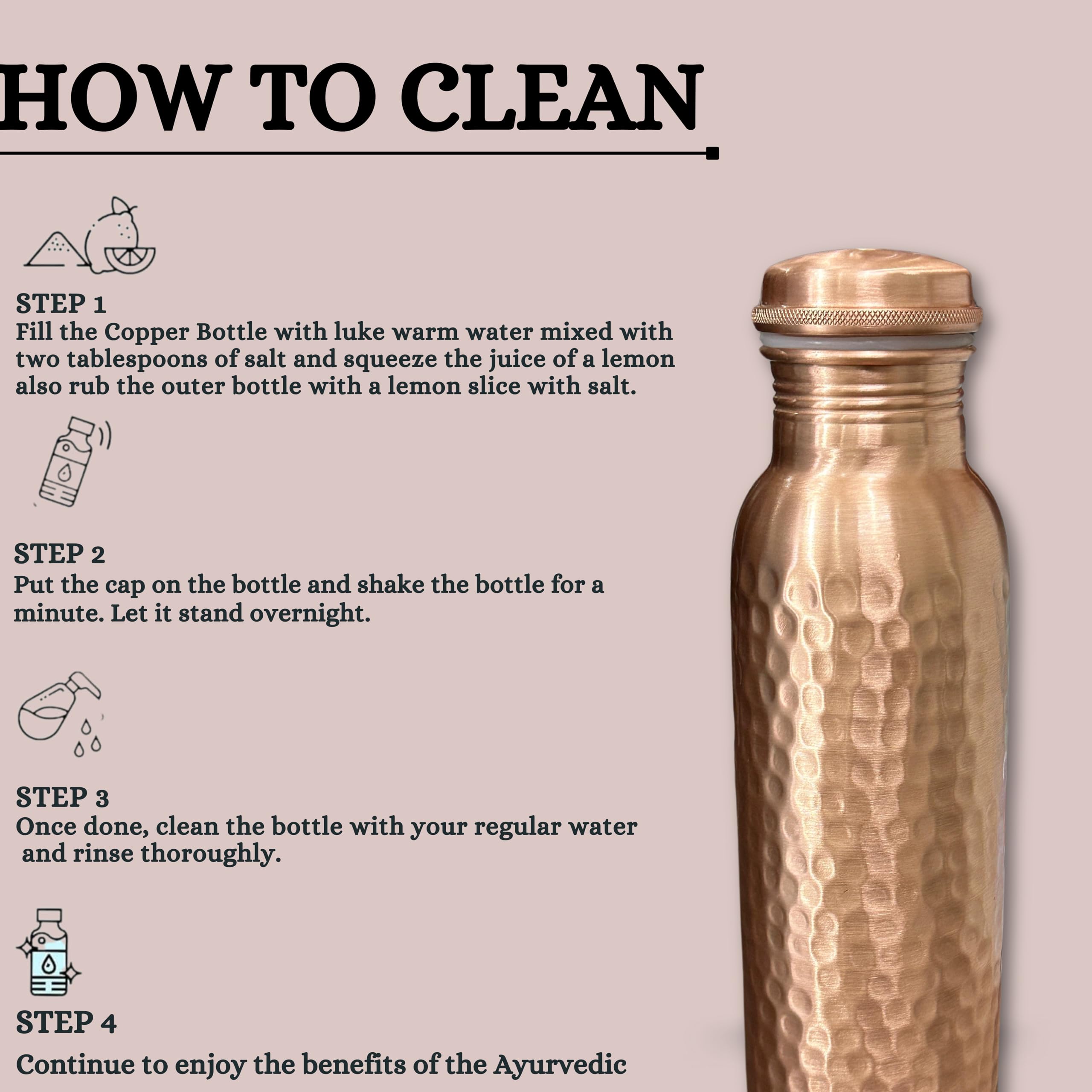 BLIXIFY Copper Water Bottle (34oz/1000ml) Handcrafted Ayurvedic 100% Pure Copper Water Bottle for Drinking | Heavy Duty, Leak-proof & Lab-Tested | Perfect for Everyday Use, Gifting, Travel