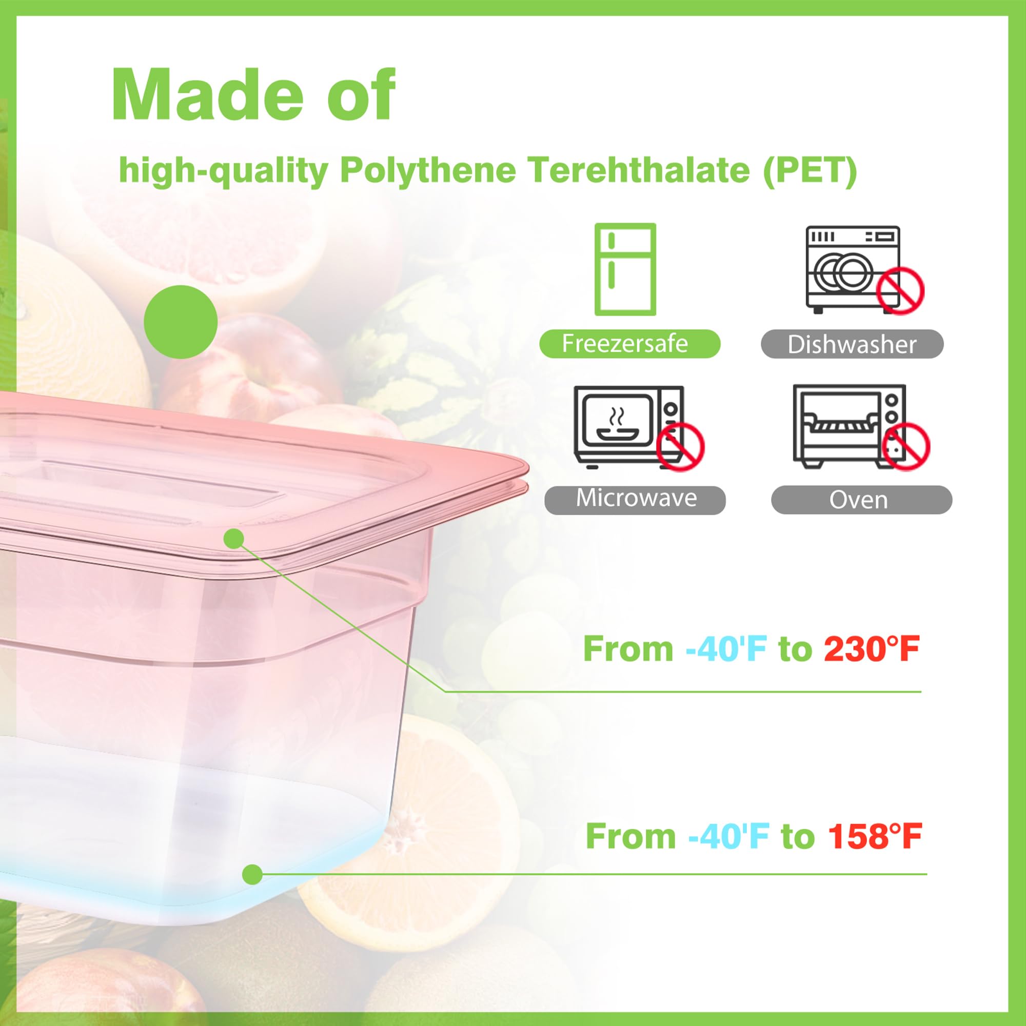 KesaPlan 8 Pack Clear Polycarbonate Food Pans, 1/6 Size 4 Inch Deep Commercial Food Storage Containers, restaurant salad bar containers with lids for Kitchen Restaurant Food Prep