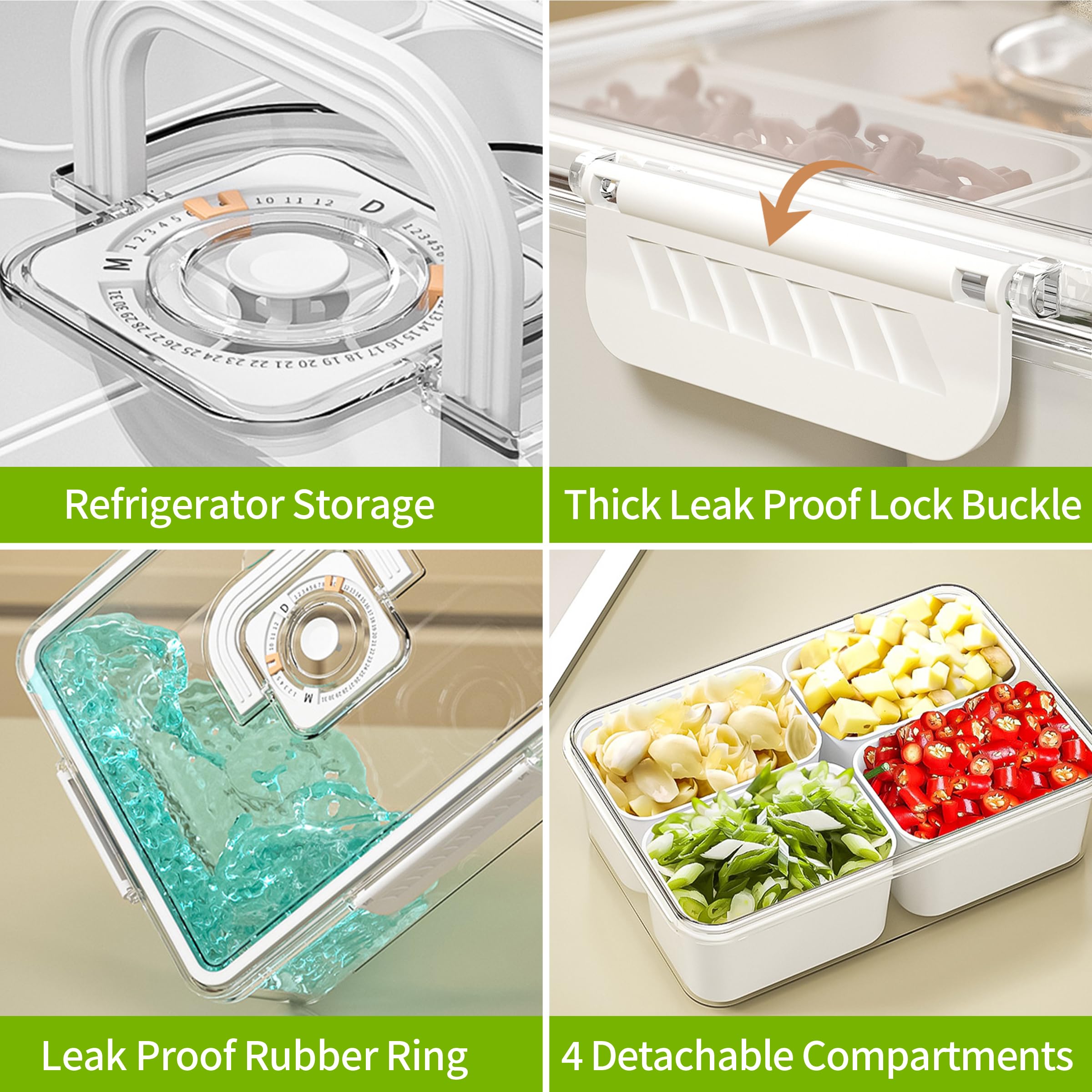Venusorn Food preservation box with timer (2 pieces), Transparent