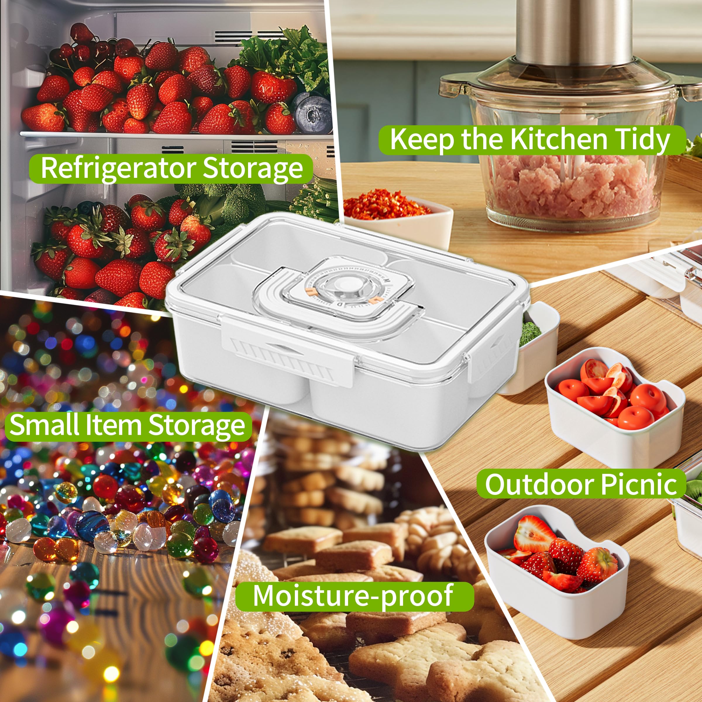 Venusorn Food preservation box with timer (2 pieces), Transparent