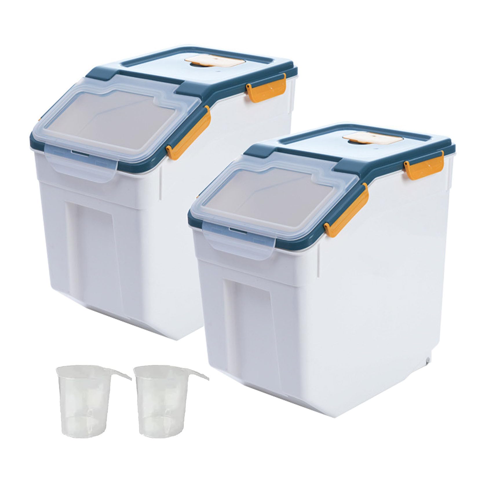 MC MEICHUANG 50 lbs Flour Storage Container, 2 Pack Rice Storage Container with Measuring Cup & Scoop, Pet Food Storage Container Dog Cat Food Bin, Blue