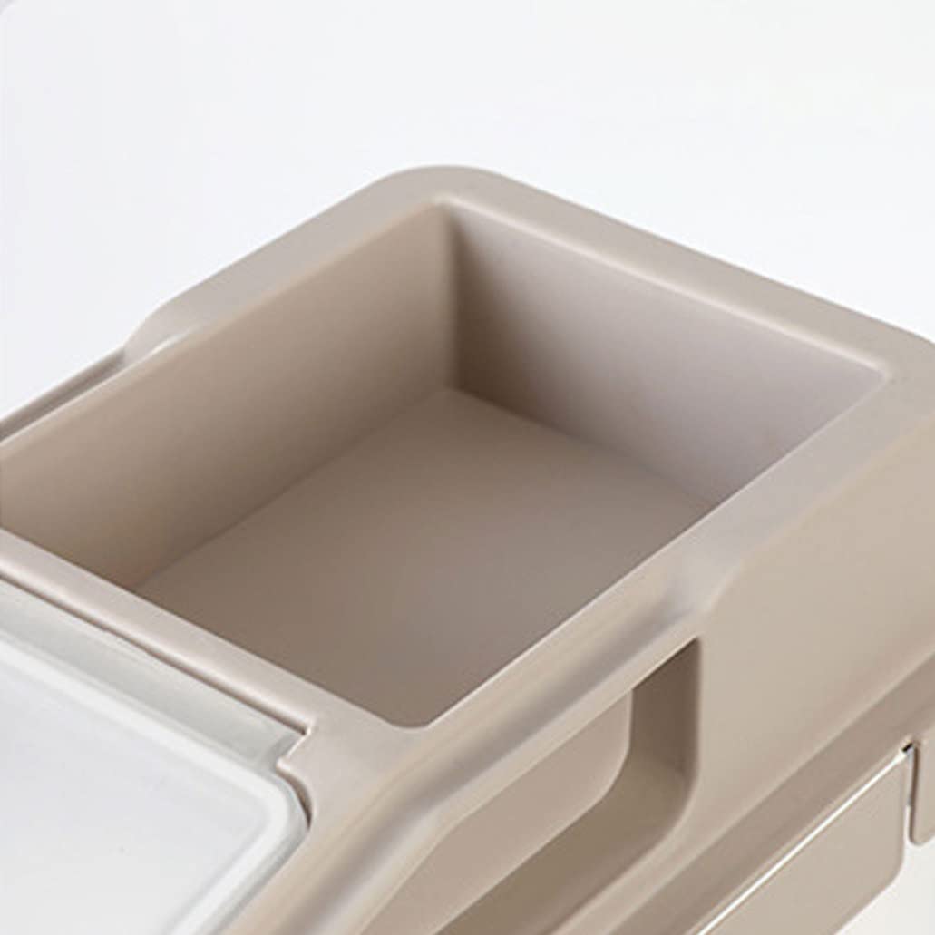 Ingredient Storage Bin Container 10kg Rice Dry Food Sealed on Wheels with Lid Measuring Cup Coffee.