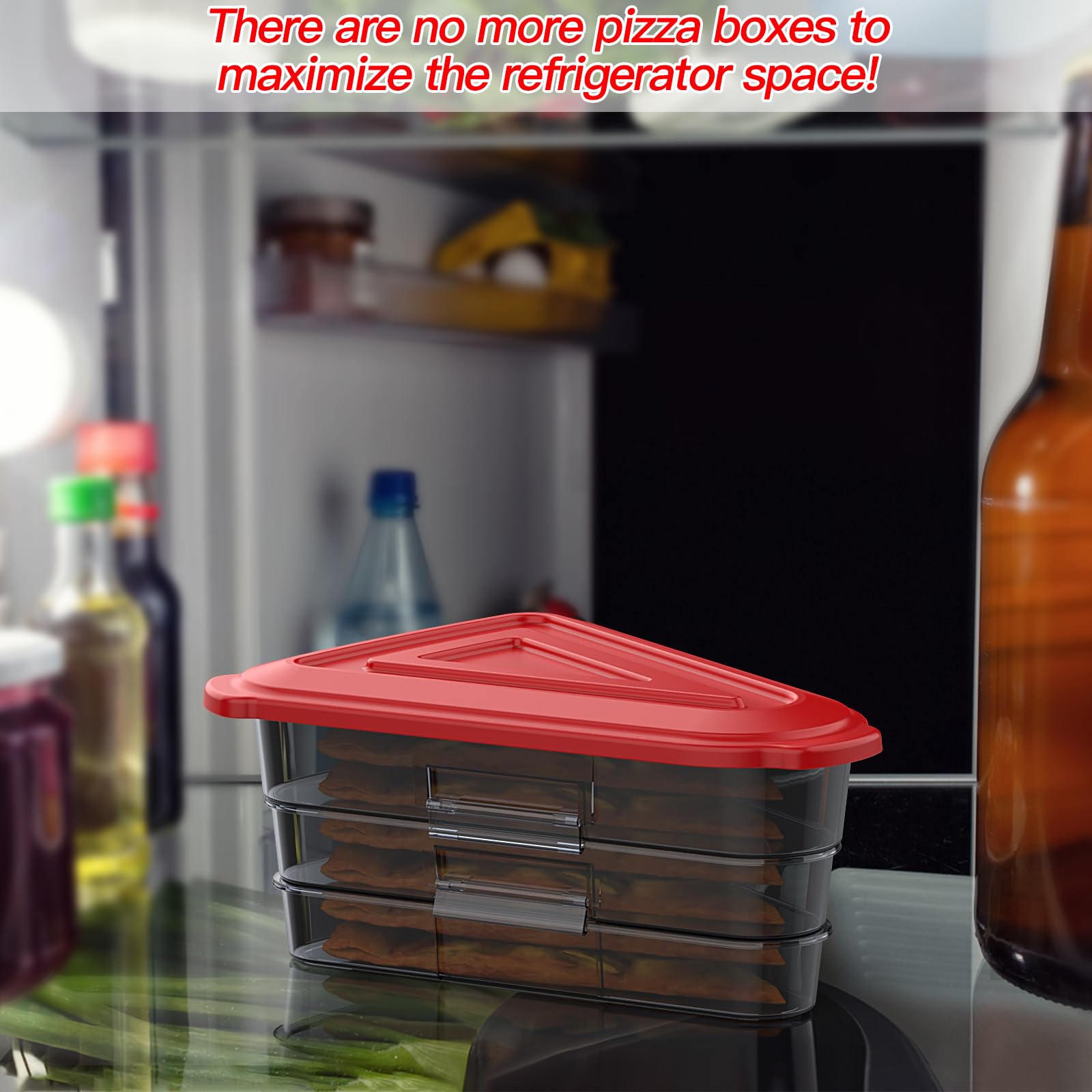Pizza Storage Container, Expandable Pizza Slice Container, Reusable Pizza Pan Pizza Box Set with Lids to Leftover Organization and Space Saver