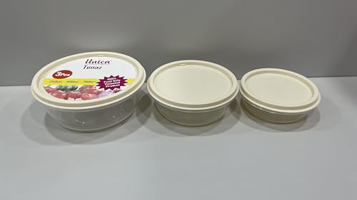 Unica Round Food Container, BPA-free Microwave Bowls with Lids, Airtight Container, Stackable Bowl Set, Freezer-safe, Dishwasher Safe, Set of 3, 7, 15, 18 oz, 6.12x6.12x2.54 in