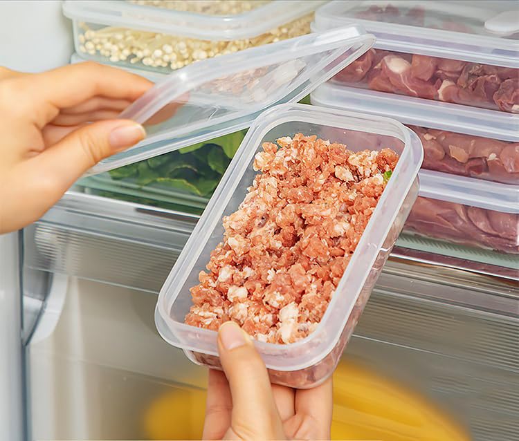 Naranqa Food Storage Containers Bins 11.02×8.85×1.81" Vegetable Organizer with Lid Clear Fridge Crisper Keep Food Fresh Kitchen Organizer Bins (1PACK-SMALL)