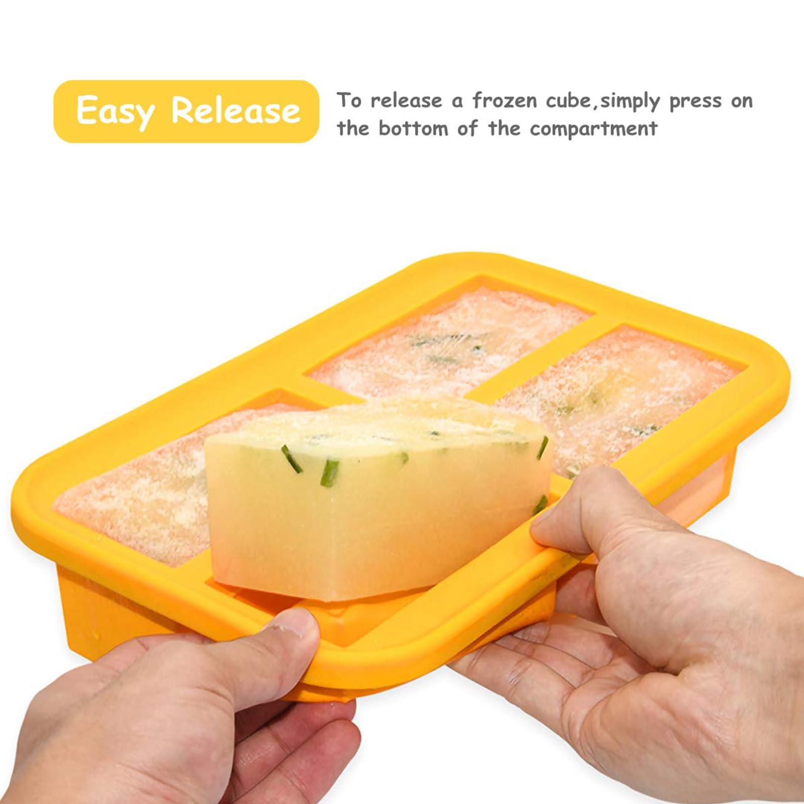 2 Pack Silicone Freezing Tray with Lid Makes 4 Perfect 1-Cup Portions, Easy-Release Silicone Freezer Tray, Food Freezer Mold, Freeze and Store Soup, Broth, Sauce, Leftovers Container, Soup Mold
