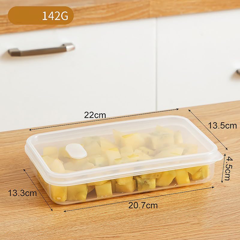 Naranqa Food Storage Containers Bins 11.02×8.85×1.81" Vegetable Organizer with Lid Clear Fridge Crisper Keep Food Fresh Kitchen Organizer Bins (1PACK-SMALL)