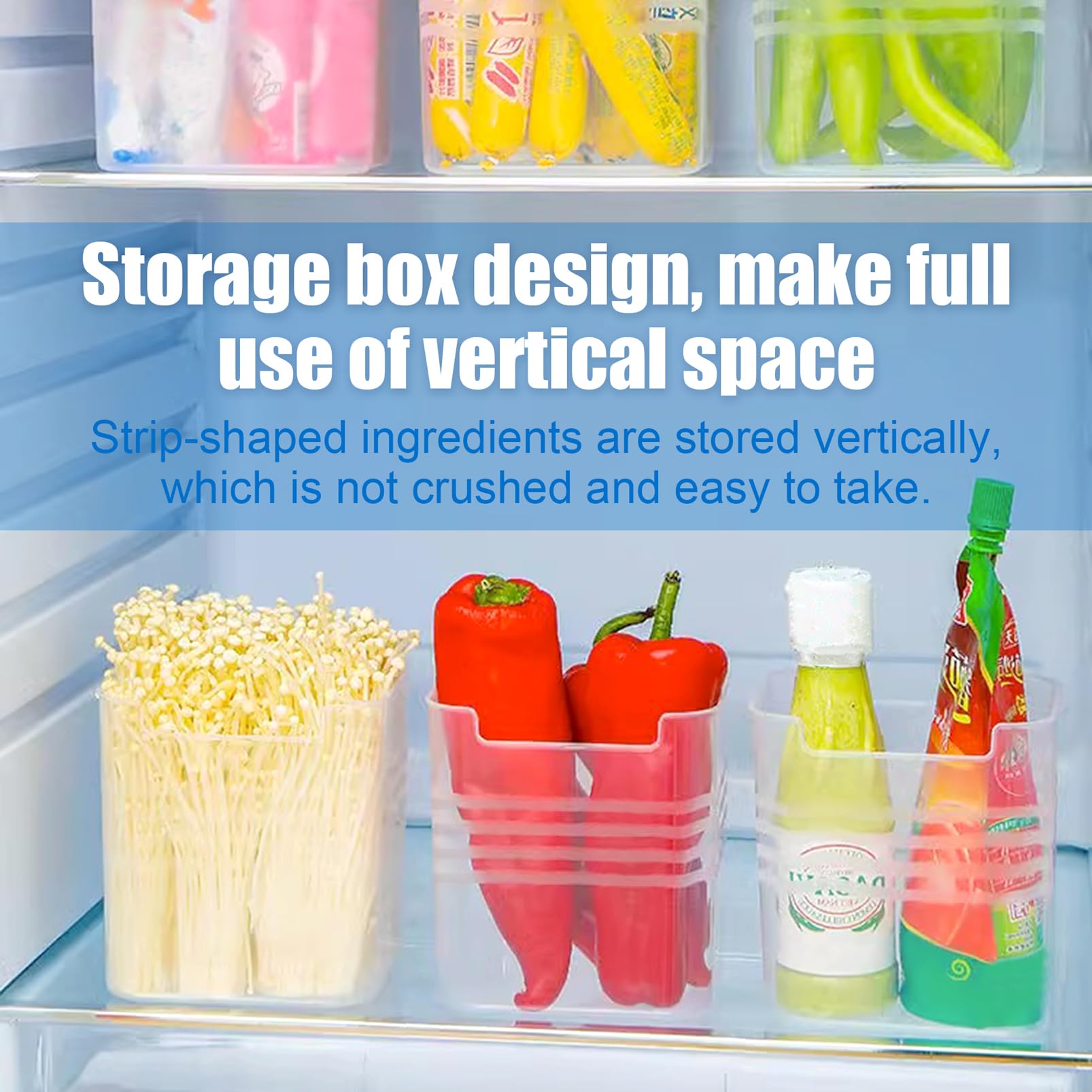 JJYHEHOT 6 PCS Fridge Organizer Bins, Refrigerator Side Door Storage Box, Plastic Clear Storage Container for Fridge Cupboard Pantry Snacks Tins Kitchen