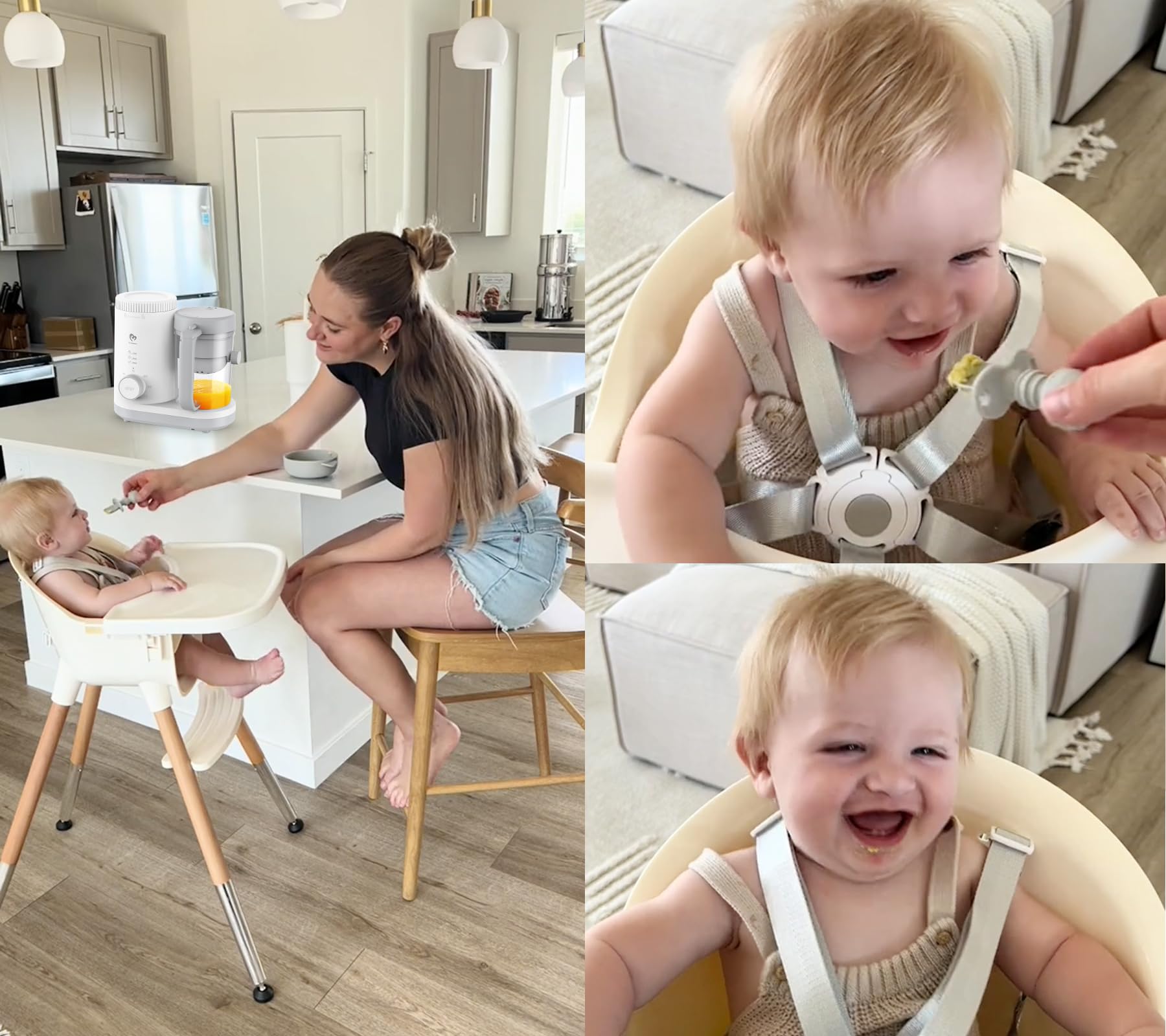 Baby Food Maker Bellababy Baby Food Processor, Puree Blender Steamer with Reversible Steam Basket, One Button Easy Operation & Large Opening for Easy Cleaning