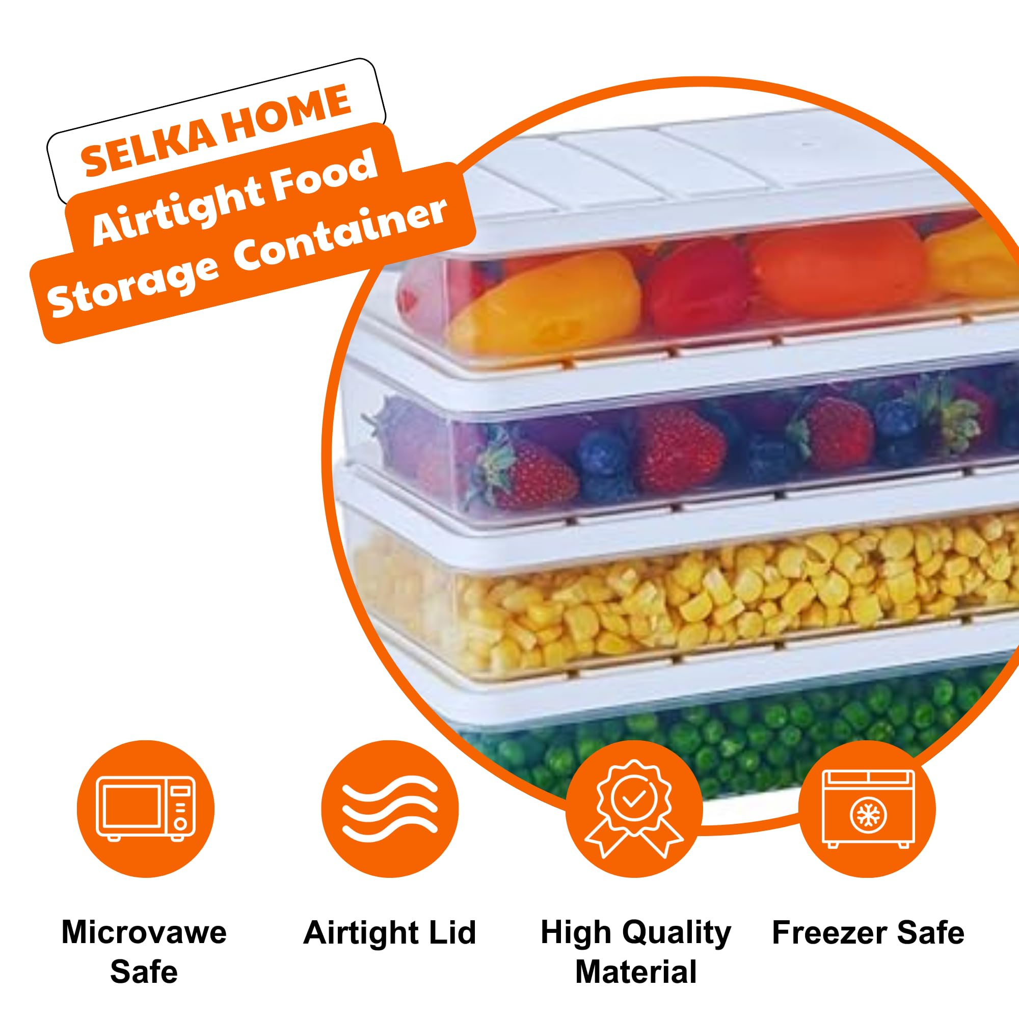 Selka Home - Airtight Food Storage Containers with Lids, Freezer Organizer Bins, Nora 4 Piece, 34 Oz, Storage Container, Ecru